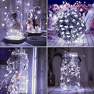 DAYLIGHTIR 2 Pack 100 LED Solar Powered Copper Wire String Lights Outdoor, Waterproof, 8 Modes Fairy Lights for Garden, Patio, Party, Yard, Christmas (White)
