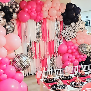 Disco Cowgirl Party Decoration, 102Pcs Rose Pink Cow Print Balloon Arch Kit with Disco Foil Balloons, First Rodeo Western Cow Girl Theme Birthday Bachelor Party Balloons Garland Farm Party Supplies