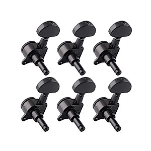 Metallor Locking Guitar String Tuning Pegs Tuning Keys Machine Heads Tuners 1:18 Gear Ratio 6 In Line for Right Handed Electric Guitar or Acoustic Guitar Parts Accessories Half Round Head Black.