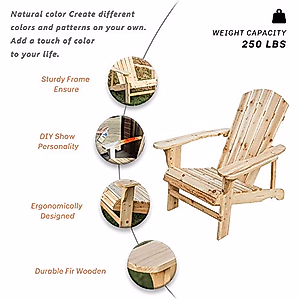 LOKATSE HOME Outdoor Wooden Adirondack Chairs Natural for Yard, Patio, Garden, Lawn