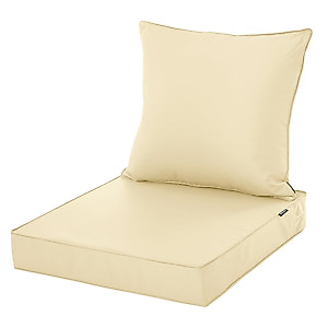 Comcaver Outdoor Cushions for Patio Furniture, Waterproof Fade and Tear Resistant Deep Seat and Backrest Cushion Set for Chair Couch Swing, 22x22 Inch, Beige, 1 Set