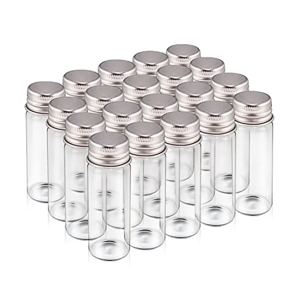 20 Packs 15ml/0.5oz Glass Vials With Aluminum Screw Lids Glass Sealed Bottle Clear Liquid Sample Vial For Jewelry Beads Herbs DIY Craft Storage Decorations
