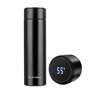 Coffee/Tea thermos, 23 Oz Smart Coffee bottle, LED Temperature Display, Sports Water Bottle, Double Wall Vacuum Insulated Water Bottle, Stay Hot or Cold for 24 Hours (Black), WB1