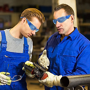 Yunsailing 48 Pairs Clear Safety Glasses Bulk, Safety Goggles Anti Fog Eye Protection Glasses, Scratch and Impact Resistant Protective Eyewear for Men Women Work Construction Shooting Laboratory, Blue