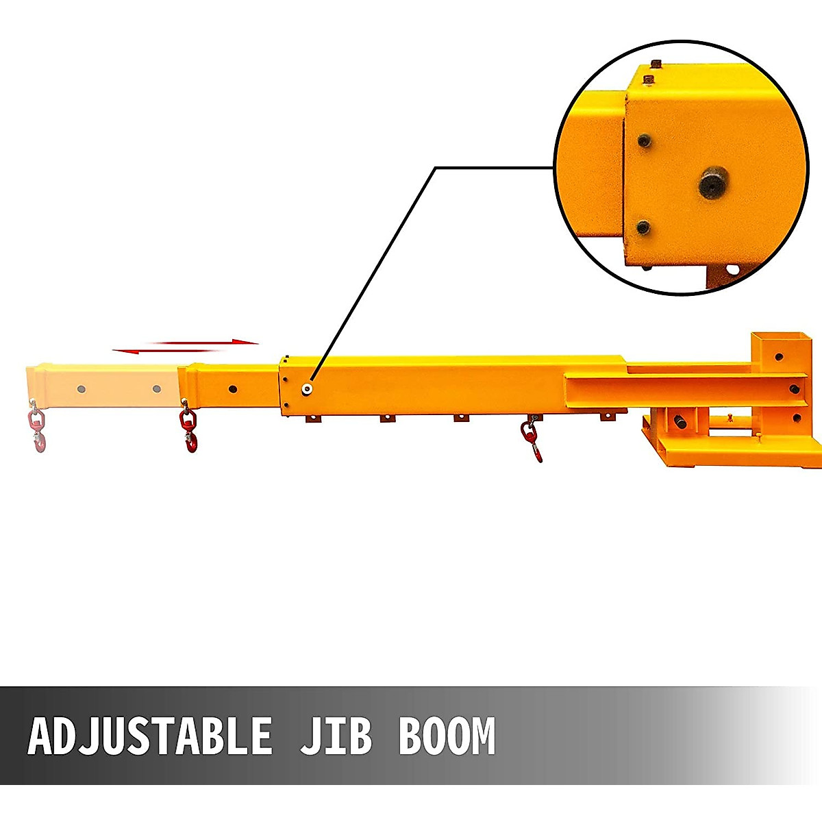 BestEquip Forklift Jib Boom Crane, Heavy Duty Fork Mounted Telescoping Crane Jib Boom 6000lbs/3T Capacity, Forklift Mobile Crane with 2 Hooks for Warehouse or Factories