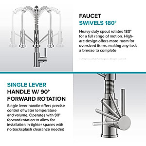 KRAUS Bolden Commercial Style 2-Function Single Handle Pull Down Kitchen Faucet in Brushed Brass/Matte Black, KPF-1610BBMB