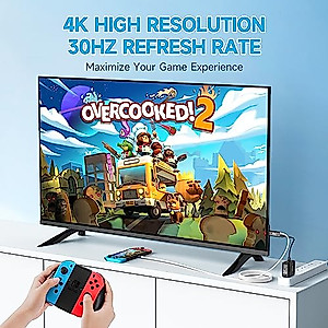 JINGDU Portable HDMI Adapter Compatible with Nintendo Switch NS/OLED, USB C to HDMI Cable Replaces The Original Switch Dock for TV Screen Mirroring, Convenient for Travel, 4K HD, 2m, Black