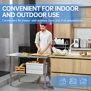 JOPHUN Stainless Steel Work Table, NSF Commercial Worktable with Undershelf and Legs for Restaurant, Home and Hotel - 24" D x 48" W x 34" H Inches