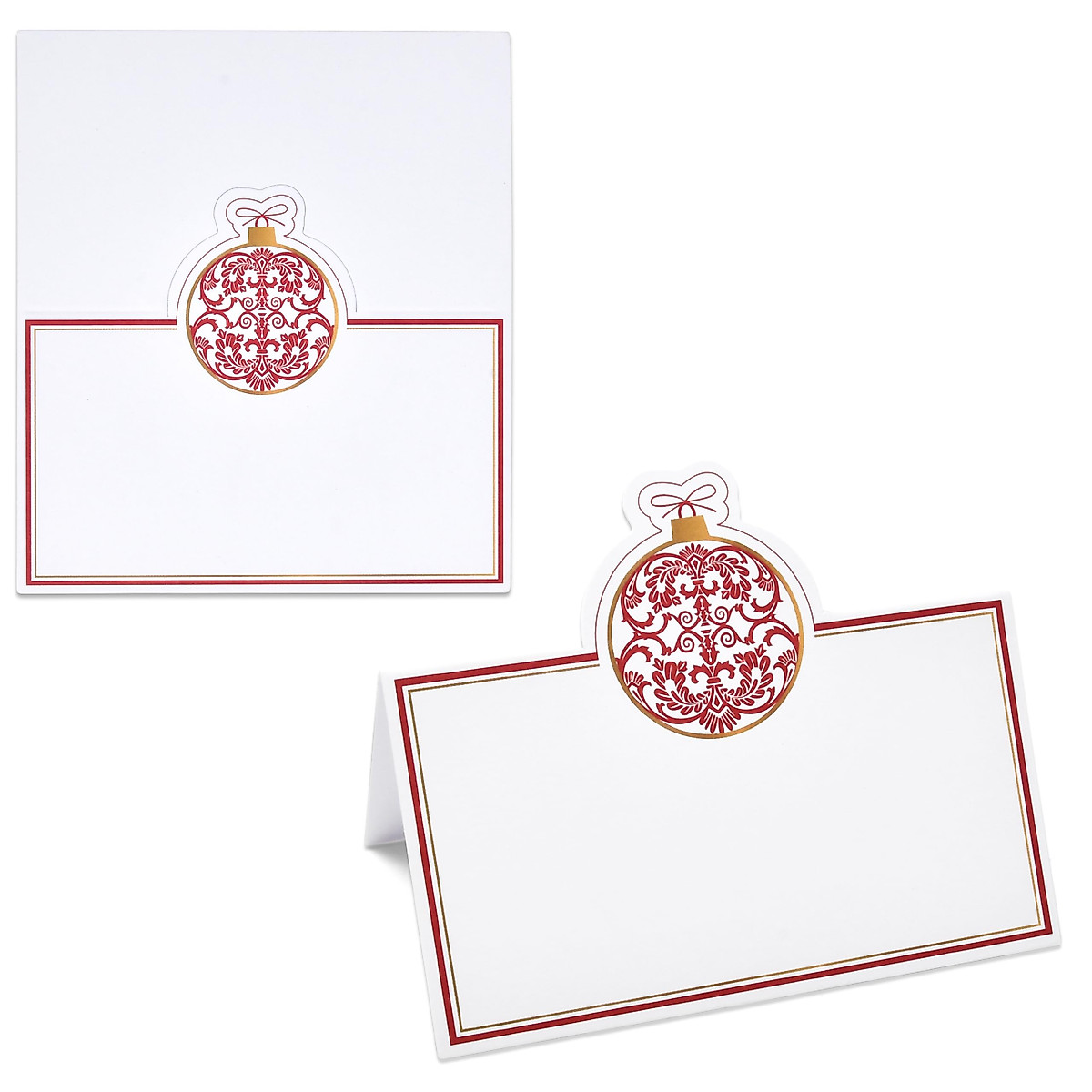 Gift Boutique 100 Pack Christmas Place Cards Holiday Seating Name Card Die Cut Xmas Ornement Bell Table Setting Folded Paper Tent Cards for Dinner Wedding Tables Placement Party Decorations 2" x 3.5"