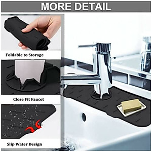 3 Pack Faucet Splash Guard Mat for Kitchen Sink, Silicone Faucet Handle Drip Catcher - Sink Tray, Water Backsplash Catcher Kitchenguard Mat Sink Protector for Bathroom & Kitchen Sink Accessories