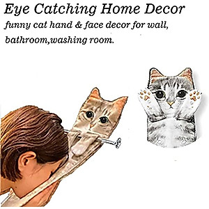 Yeikbuxa Cat Hand Towels for Bathroom Kitchen, Soft and Absorbent, Cat Gifts Cute Decorative Cat Decor Hanging Washcloths Face Towels, Funny Gifts for Cat Lovers（Grey）