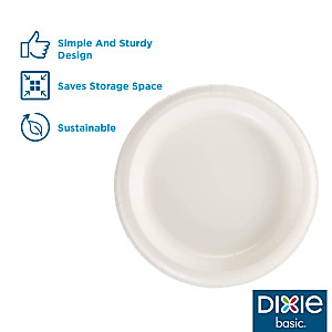 Georgia-Pacific Dixie Basic® 8.5” Wrapped Light-Weight Paper Plates by PRO , White, Individually Wrapped, DBP09WR1, 500 Plates Per Case