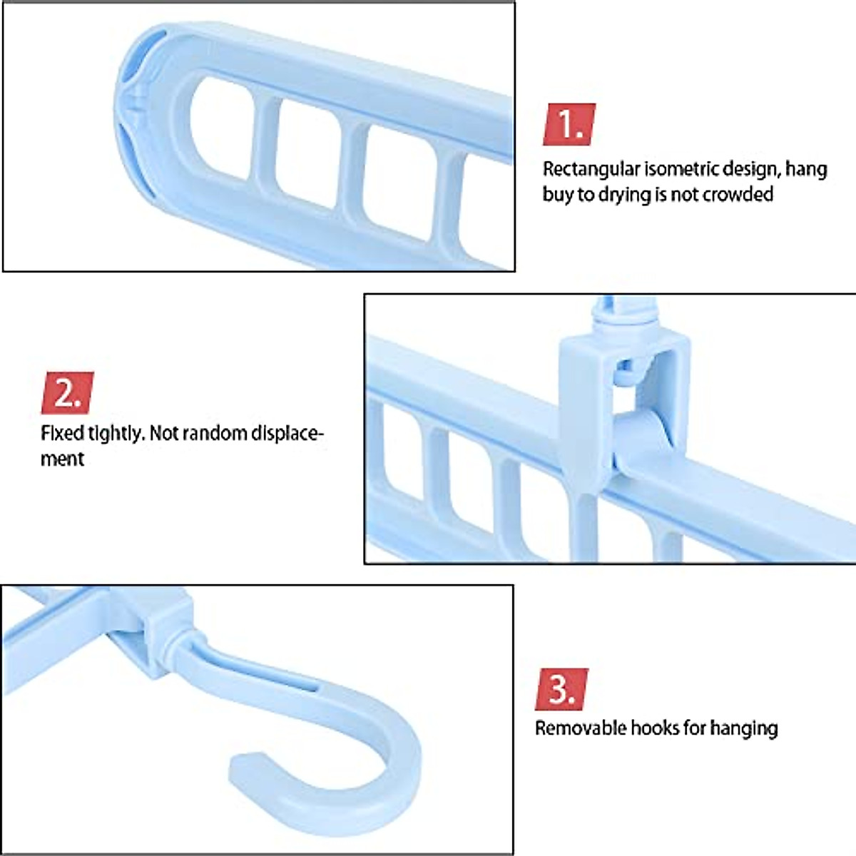 01 02 015 Hangers, Hanger Connector Hooks 360° Rotation with a Unique Groove for Home Offive RVs for Store Clothes Pants, and Scarves.(Blue)