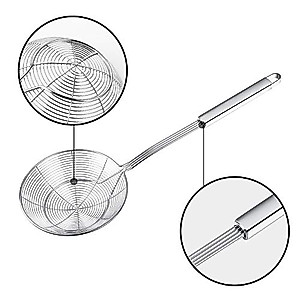 Spider Strainer Skimmer, Swify Stainless Steel Asian Strainer Ladle Frying Spoon with Handle for Kitchen Deep Fryer, Pasta, Spaghetti, Noodle, 5.5 Inch