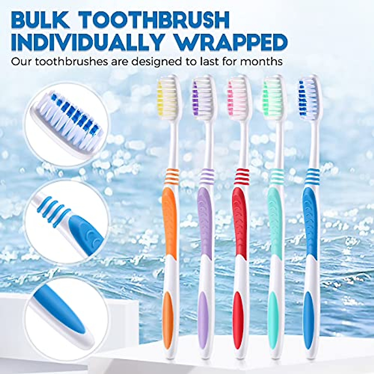 150 Pieces Individually Wrapped Toothbrushes Manual Disposable Travel Toothbrush Medium Soft Bristle Tooth Brush Travel Toothbrush Bulk Toothbrushes for Hotel, Guest, Adults, Kids, Multi Color