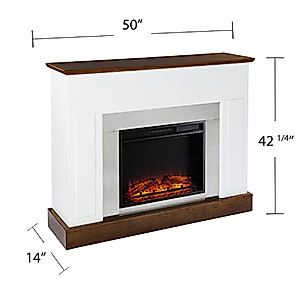 SEI Furniture Eastrington Industrial Electric Fireplace, White