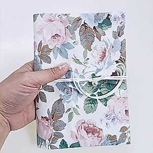 PUPUZAO A5 Book Cover ( Peony ) Hard Book Sleeve Cover for Paperback,Journal,Diary,Novel,Washable Fabric,Fits Thickness Adjustable