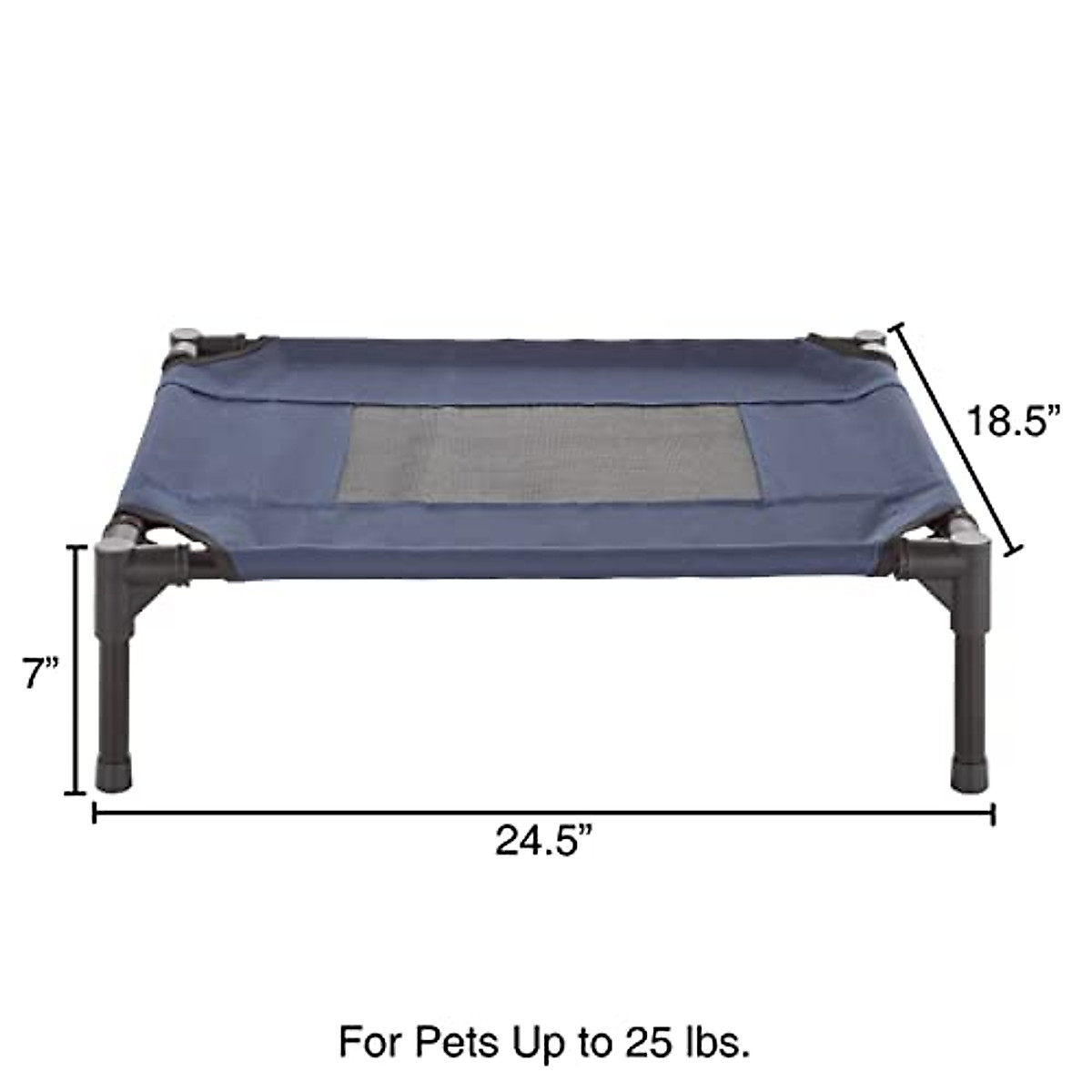 Elevated Dog Bed – 24.5x18.5 Portable Bed for Pets with Non-Slip Feet – Indoor/Outdoor Dog Cot or Puppy Bed for Pets up to 25lbs by Petmaker (Blue)