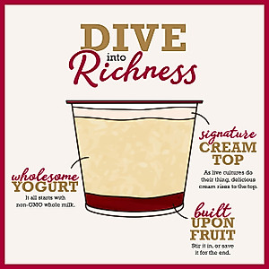 Brown Cow Cream Top Cherry Vanilla on the Bottom Whole Milk Yogurt, 5.3 oz. Cup - Creamy, Delicious Yogurt