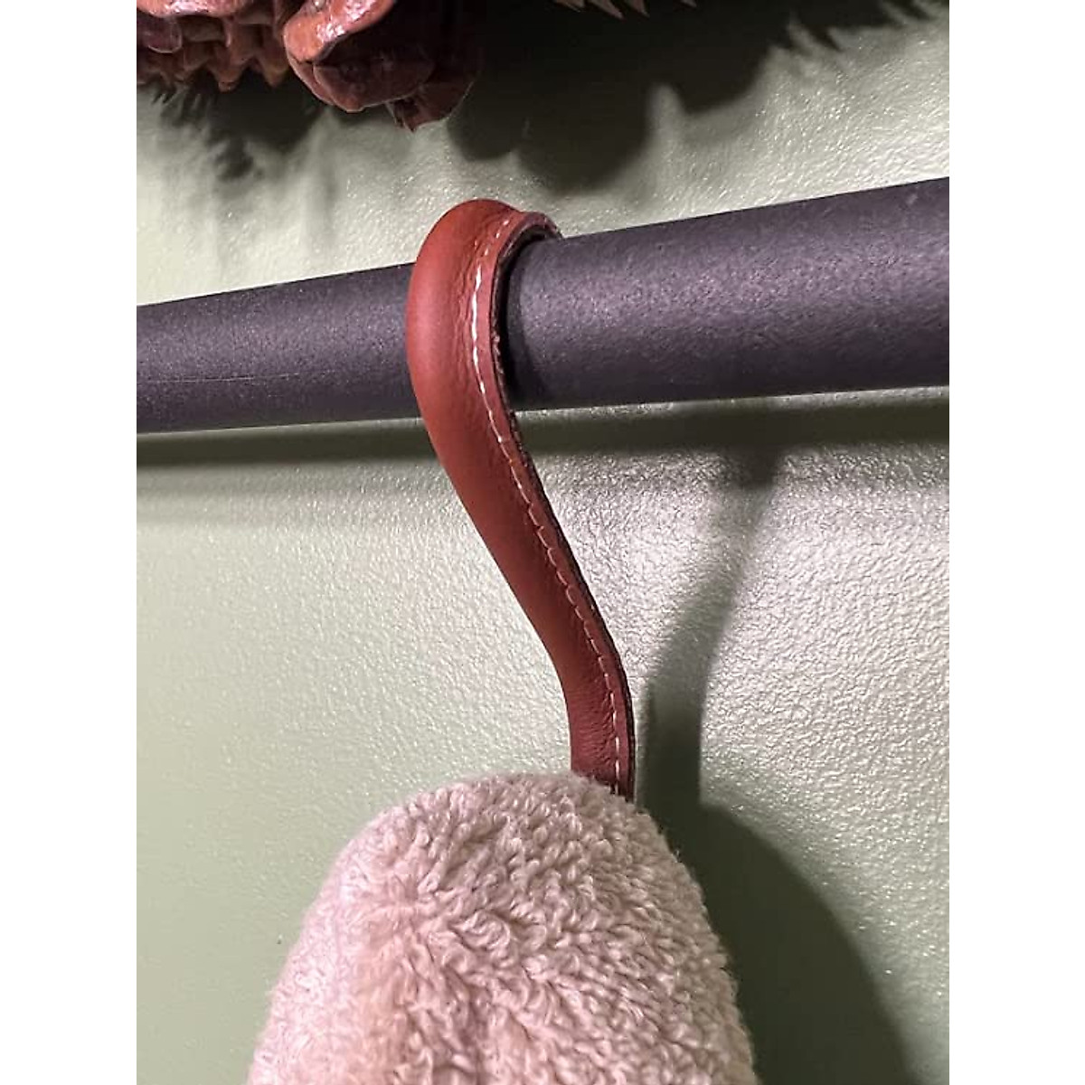 Brute Strength - S Shaped Hooks Wrapped in Full Grain Leather - 6 pcs - Cognac - Stainless Steel Metal Hangers Hanging Hooks for Kitchen - Leather Hooks - Leather s Hooks