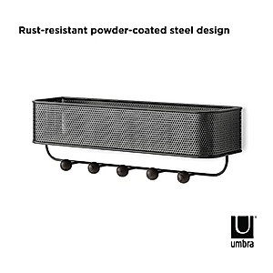 Umbra Estique Wall Organizer and Storage with Hooks, Black/Walnut