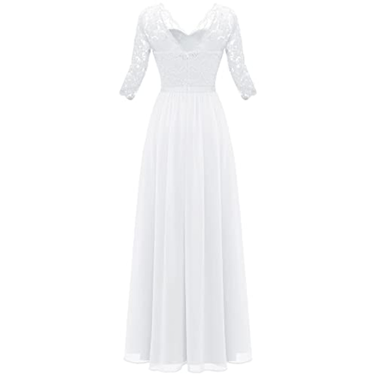Summer Dresses for Women 2022, Double Layered Dress Hawaiian Dresses Luau Long White Boho Maxi Dress Ladies Temperament Sleeve Casual Lace Stitching Solid Color Dress New Mexican (L, White)