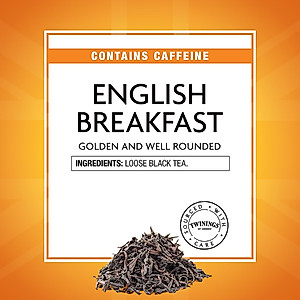 Twinings English Breakfast Loose Tea Tins, 3.53 Ounce Tins (Pack of 6), Smooth, Flavourful, Robust Black Tea Leaves, Caffeinated, Enjoy Hot or Iced