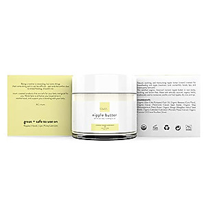 Mum. Motherhood Essentials® Organic Nipple Butter (2 oz), Lanolin Free, Doctor Recommended, USDA Organic + NON GMO , Safe nipple cream for breastfeeding, Pump lubricant, Breastfeeding essential