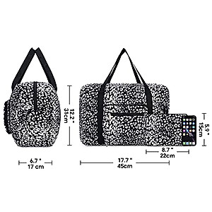 For Spirit Airlines Personal Item Bag 18x14x8 Foldable Travel Duffel Bag Tote Carry on Luggage for Women and Men (Black Leopard)