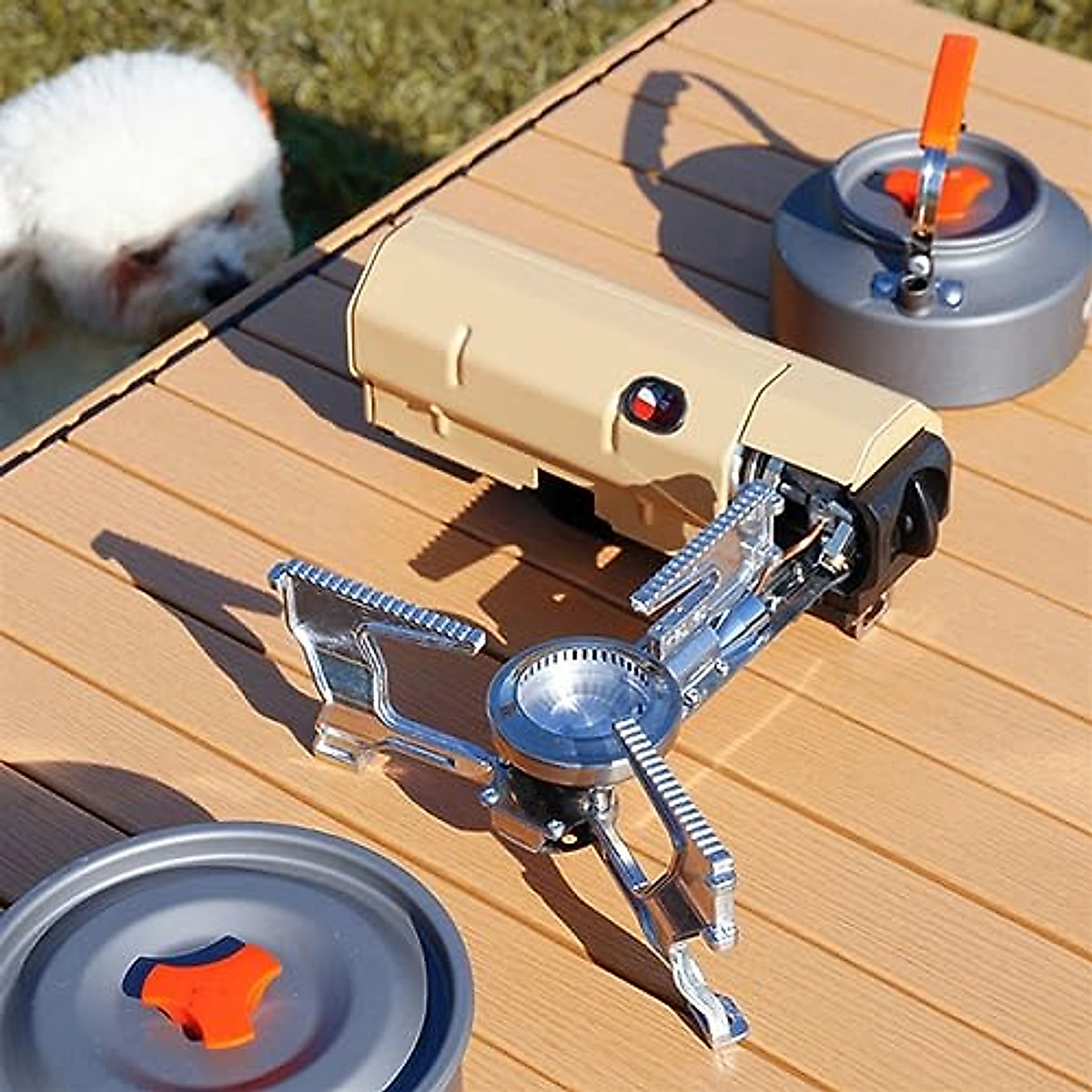TAMYID Charcoal Grills, Camping Gas Stove Portable Folding Cassette Stove Outdoor Hiking BBQ Travel Cooking Grill Cooker Gas Burner Heating System (Color : Green)