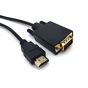 HDMI to VGA Adapter Cable, Haokiang 6ft/1.8m Gold-Plated 1080P HDMI Male to VGA Male Active Video Converter Cord Support Notebook PC DVD Player Laptop HDTV to D-SUB HD 15 Pin VGA Monitors Projector