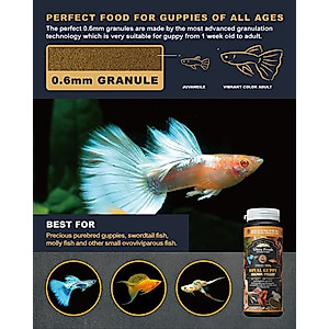 Ultra Fresh Royal Guppy Mignon Pellet, All Natural Guppy Food, Sword Prawns, Spirulina, Highly Nutritious, for Cleaner Water and More Vibrant Color 1.87 oz