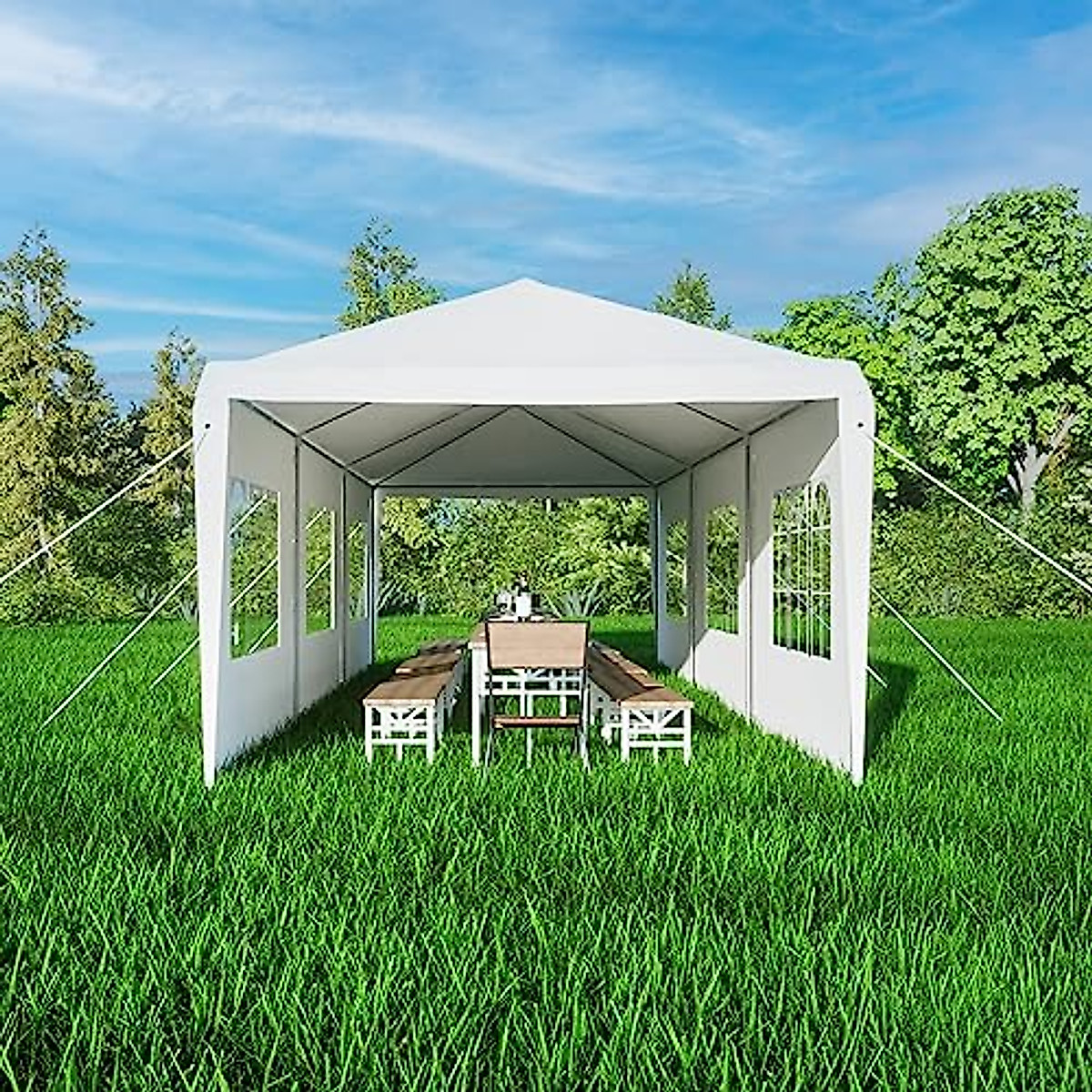 KELRIA 10'x30' Outdoor Canopy Tent, Outdoor Party Tent Wedding Birthday Tents with 8 Removable Sidewalls, Gazebo w/Transparent Windows Outside Gazebo Event Tent for Garden Patio and Backyard, White