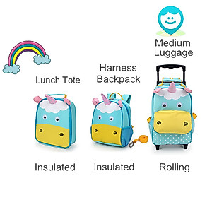 yodo Zoo 3-Way Kids Suitcase Luggage or Toddler Rolling Backpack with wheels, Small Unicorn