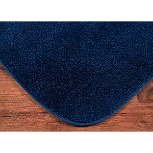 Garland Rug Traditional Washable Bath Rug Set, 4 Piece (Toilet Seat Cover,Contour Rug, 21" x34', 17"x24" Bath Rugs) Navy