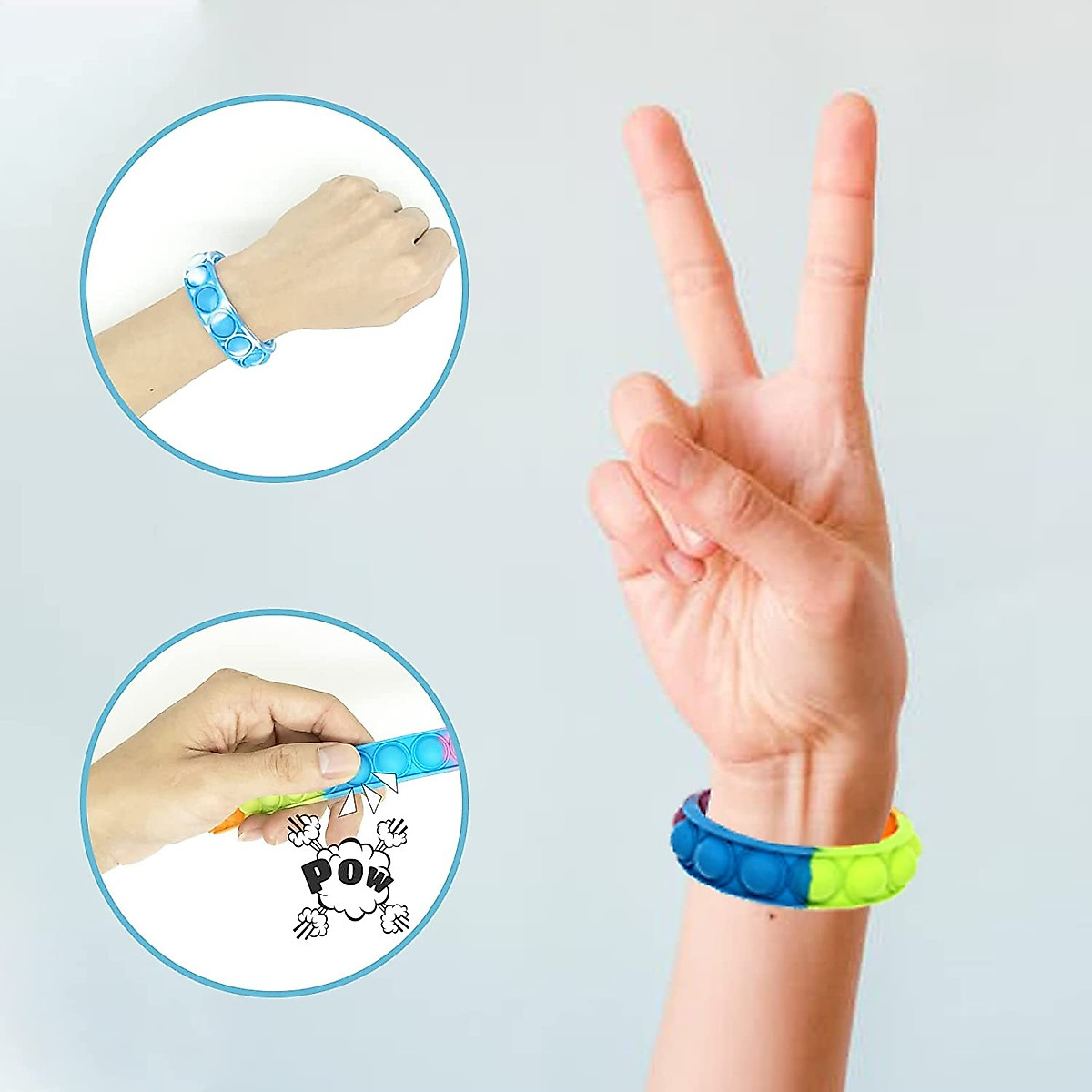 Tomoin Pop Bracelet Fidget Toy, 20Pcs Multi-Color Bracelet Popular Wristband Fidget Watch is Suitable for Children and Adults Stress and Anxiety Relief Wristband (20 PCS)(pop toy)