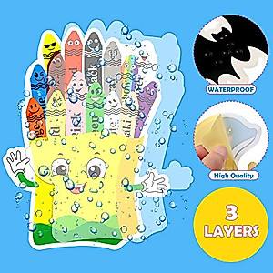 31 Pieces Colorful Crayons Cutouts Bulletin Board Set Color Poster Pencils Fruit Animal Cutout Stickers Bulletin Board Accent for Educational Preschool Learning Classroom Decor