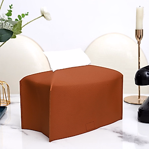 Tissue Box Cover, Leather Car Tissue Holder Rectangle, Black Toilet Tissue Box Holder Square for Bathroom (9.5 * 5 * 5 in, Gray)