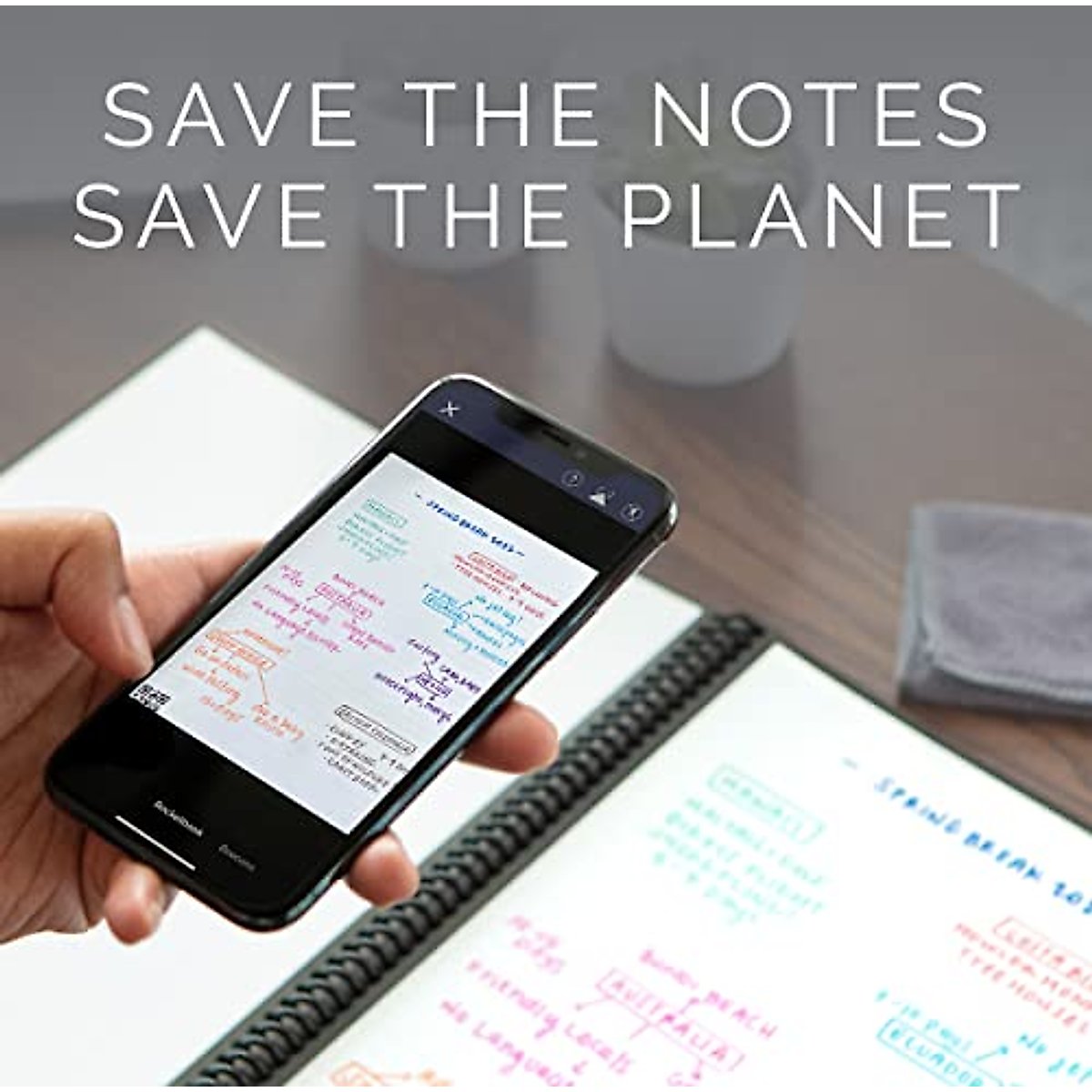 Rocketbook Planner & Notebook, Fusion : Reusable Smart Planner & Notebook | Improve Productivity with Digitally Connected Notebook Planner | Dotted, 8.5" x 11", 42 Pg, Infinity Black, with Pen, Cloth, and App