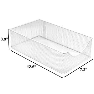 Sorbus 2 Tier Under the Sink Organizer Baskets with Mesh Sliding Drawers —Ideal for Cabinet, Countertop, Pantry, and Desktop, for Bathroom, Kitchen, Office, etc.—Made of Steel (White)