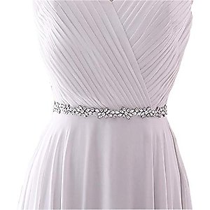 HONGMEI Thin Bridal Belt Rhinestone Wedding Belt Bridesmaid Sash Women Dress Accessories(White)