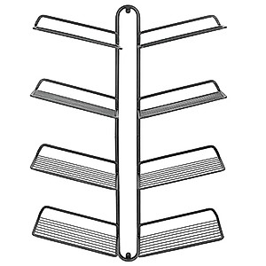 mDesign Modern Metal Shoe Organizer Display & Storage Shelf Rack - Hang & Store Your Collection of Kicks, Running, Basketball, Trainers, Tennis Shoes, Holds 16 Shoes, Wall Mount; 2 Pack- Graphite Gray