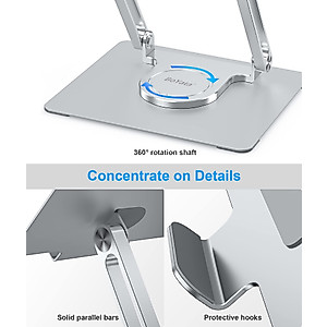 BoYata Laptop Stand for Desk, Adjustable Computer Stand with 360° Rotating Base, Ergonomic Foldable Laptop Riser Holder for Collaborative Work, Compatible with All MacBook Pro/Air, Notebook up to 17"