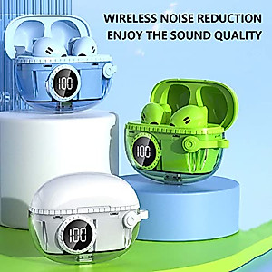 Bluetooth Wireless Digital Display Earbuds - Binaural in-Ear Light-Weight Stereo Touch-Control Noise Reduction Headset with Charging Box for Running Outdoor Office Driving Sports