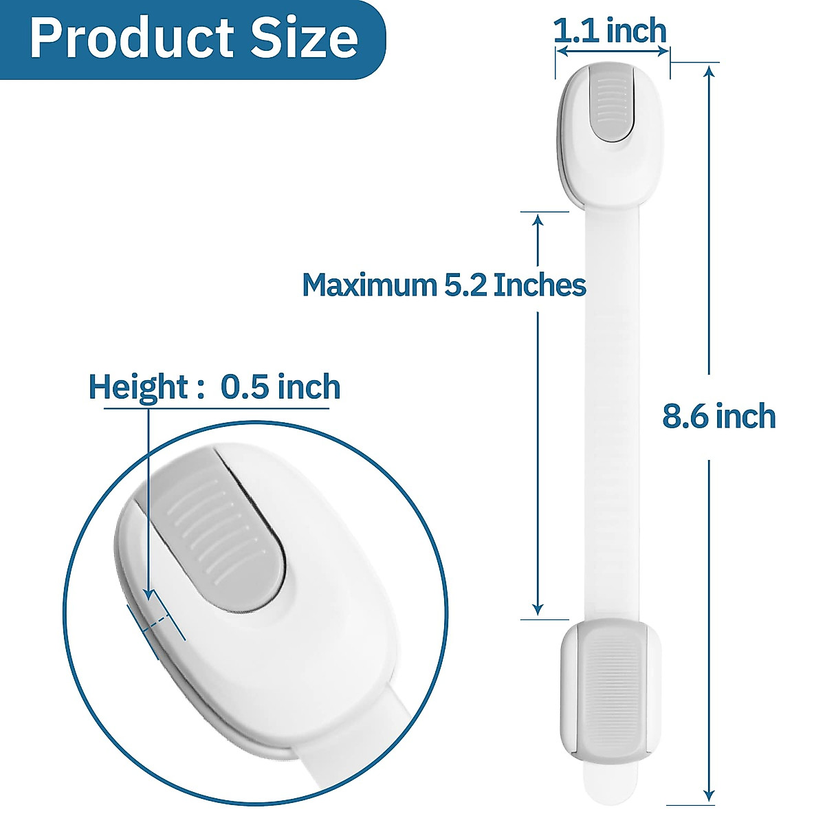 Mum & Cub Child Safety Strap Locks, Baby Proofing Locks for Cabinet, Drawer, Fridge, Toilet, Oven, Dresser and More, Strong Adhesive, Easy to Use (10 Locks, 10 Outlet Plug Covers)