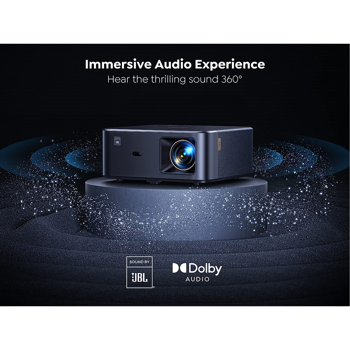 Projector 4K with Android TV, YABER K2s 800 ANSI WiFi 6 Bluetooth Projector, Sound by JBL, Dolby Audio, Auto Focus & Keystone, Native 1080P 4K Supported Outdoor Movie Projector with Netflix 7000+ Apps