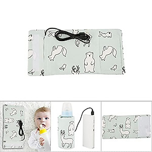 Hilitand Portable Bottle Keep Warm, USB Travel Milk Heat Keeper, Baby Bottle Keep Warmer for Car Tavel, Storage Cover Insulation Thermostat(Bear)