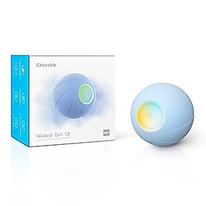 Cheerble Intelligent Toy Ball with [3 Interactive Modes], LED Lights, Wicked Ball SE, Made of Natural Rubber, Active Rolling Ball for Dog/Puppy/Small/Medium Dogs and Cats, DC Rechargeable