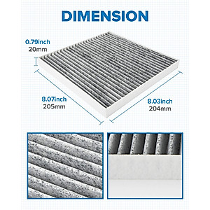 PHILTOP Cabin Air Filter, Replacement for CF10374,CP374, BE-374, ACF004, Tacoma, Dart, Vibe, Includes Activated Carbon, Pack of 1