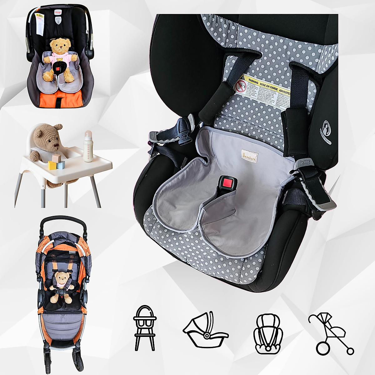 Crash and Flammability Tested, Child Car Seat Protector, Waterproof Anti Slip Piddle Pad for Infant Child Carseat, Booster, Stroller, Dining Chair (Gray)